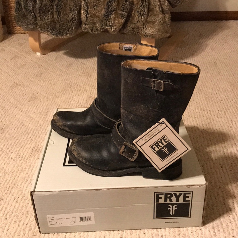 Frye Jenna Engineer Short Black Boot - Gem